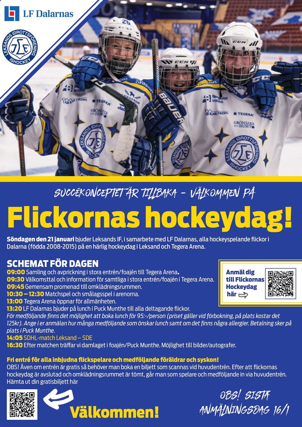 Succén är tillbaka - Flickornas Hockeydag 21 januari! / Leksands IF Ishockey